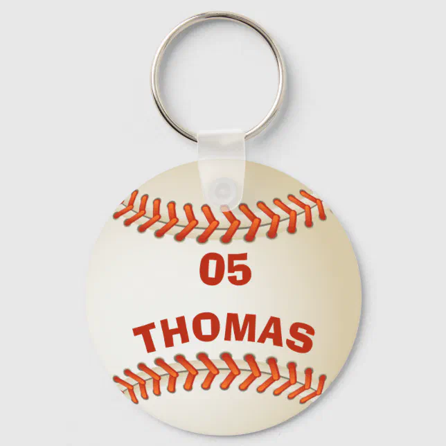 Custom Name and Number Template Baseball Sports Keychain | Zazzle