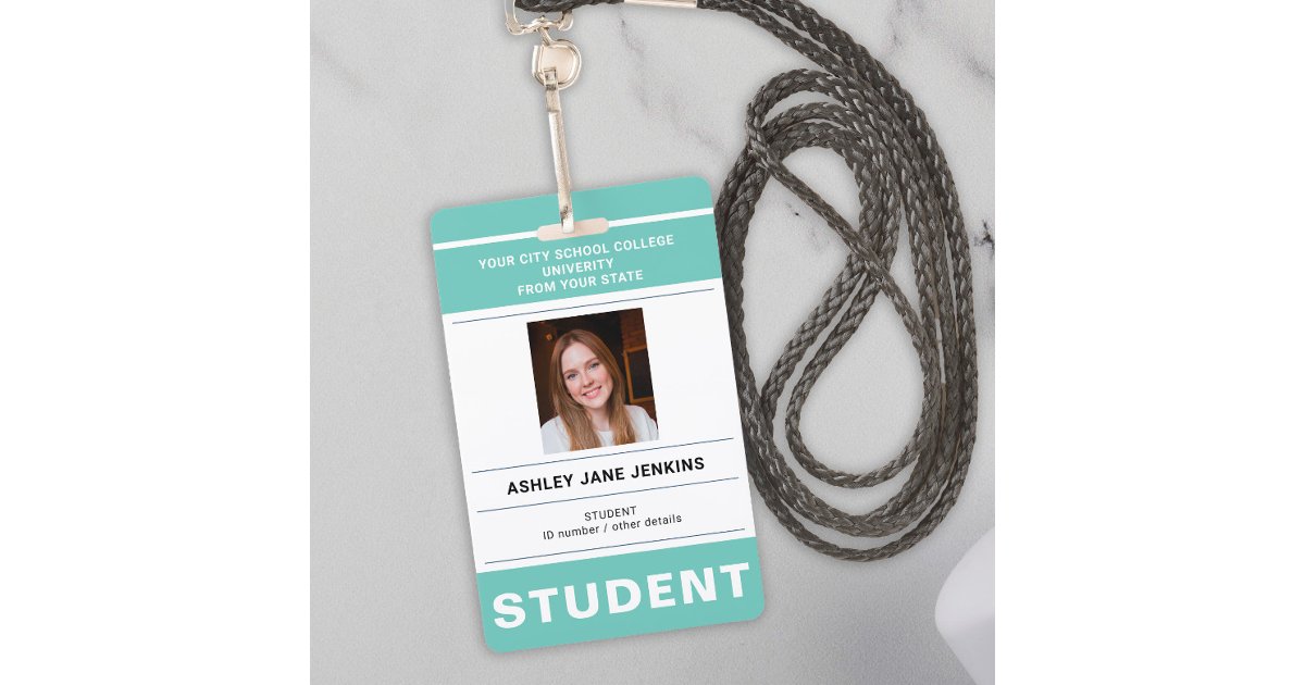 Custom name and photo school college student ID Badge | Zazzle