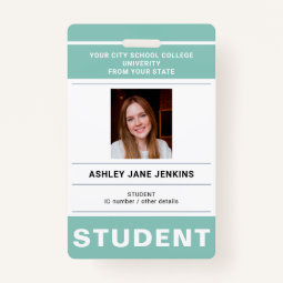 Custom name and photo school college student ID Badge | Zazzle