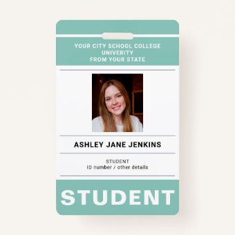 Custom name and photo school college student ID Badge | Zazzle