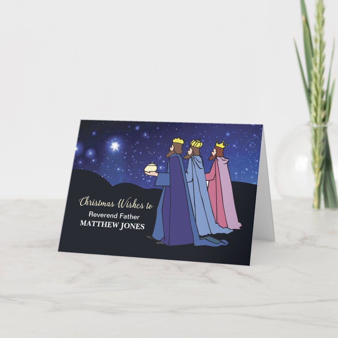 Custom Name and Title, Christmas Wishes 3 Kings Holiday Card | Zazzle