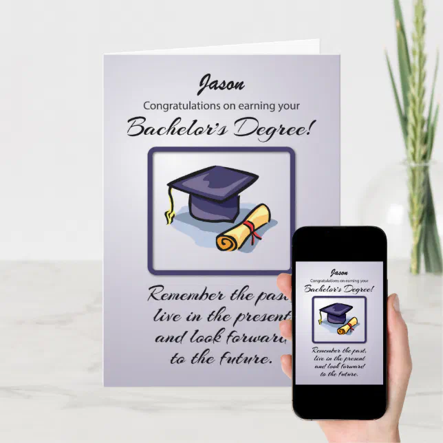 Custom Name, Bachelors Degree Graduation Card | Zazzle