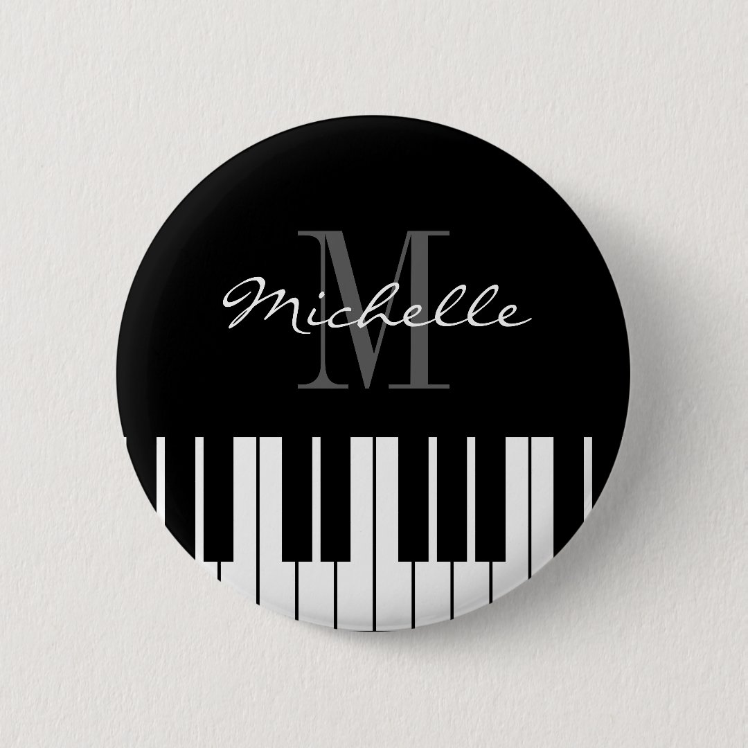 Custom name badge button with piano keys | Zazzle