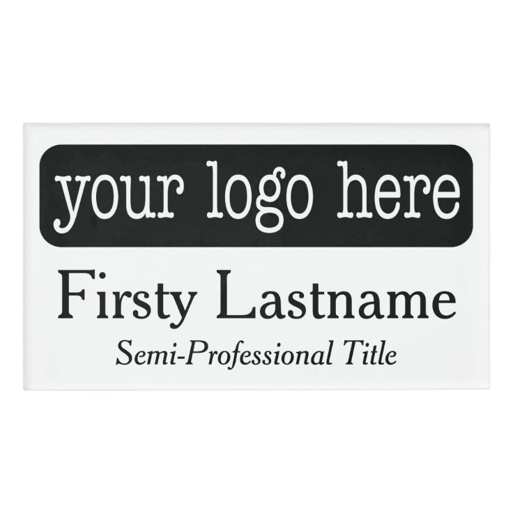 Custom Name Badge with Horizontal Logo - Retail | Zazzle