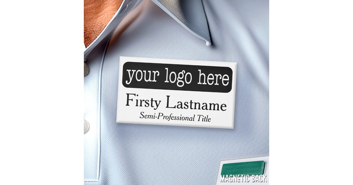 Custom Name Badge with Horizontal Logo - Retail | Zazzle