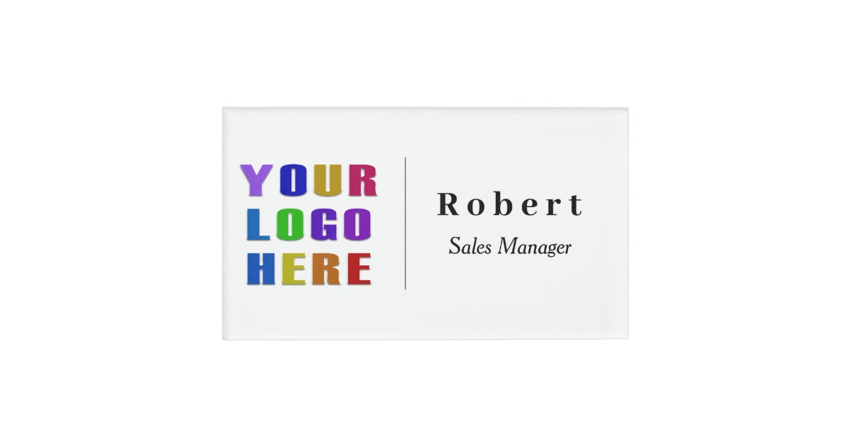 Custom Name Badge with Logo | Zazzle