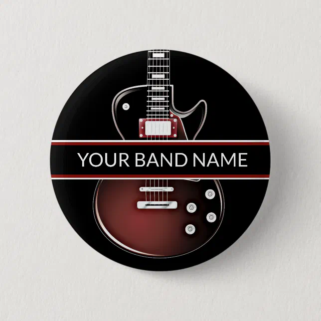 Custom Name Band Merch Guitar Rock and Roll Pin | Zazzle