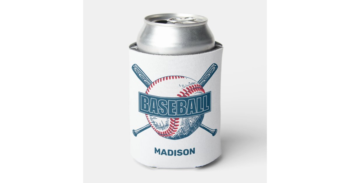 Custom Name Baseball Can Cooler | Zazzle