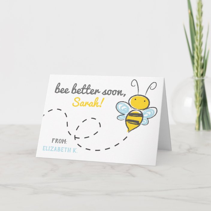 *Custom name* bee better soon! Cute Get well Card | Zazzle.com