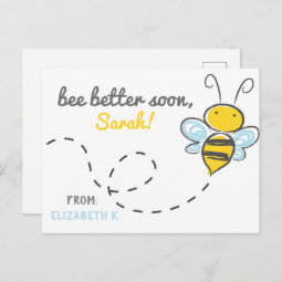 *Custom name* bee better soon! Cute Get well Postcard | Zazzle