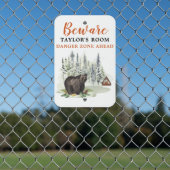 Custom Name, Beware Danger Zone, Bear, Room Metal Sign | Zazzle