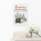 Custom Name, Beware Danger Zone, Bear, Room Metal Sign | Zazzle