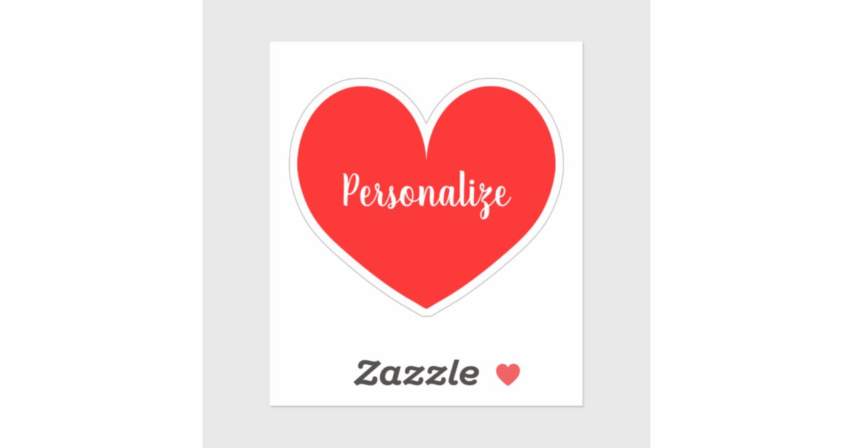 Custom name big red heart laptop decal sticker | Zazzle