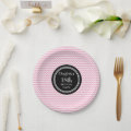 Custom Name Birthday Plates Pink Black Chevron | Zazzle