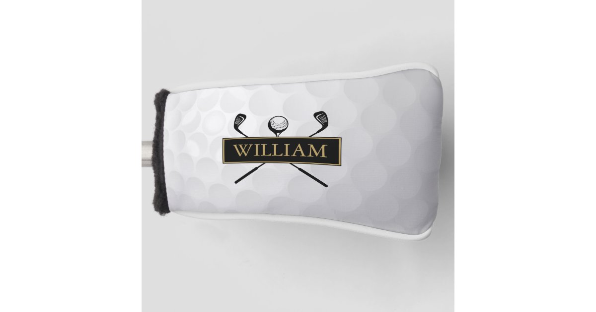 Custom Name Black And Gold Clubs And Ball Golf Head Cover | Zazzle
