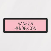 Custom Name Black and Pink Kids' Labels | Zazzle
