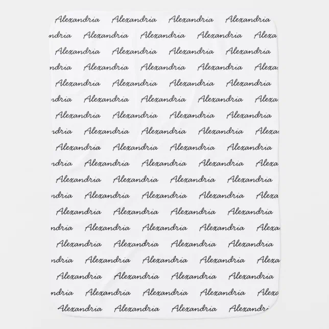 Custom Name Black Script Baby Boy Girl Nursery Baby Blanket | Zazzle
