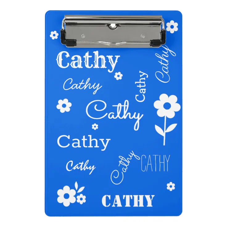 Custom Name Blue and White Mini Clipboard | Zazzle
