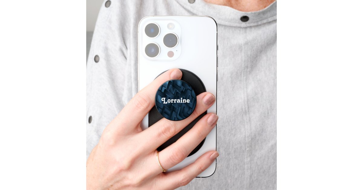 Custom name blue diamond shapes PopSocket | Zazzle