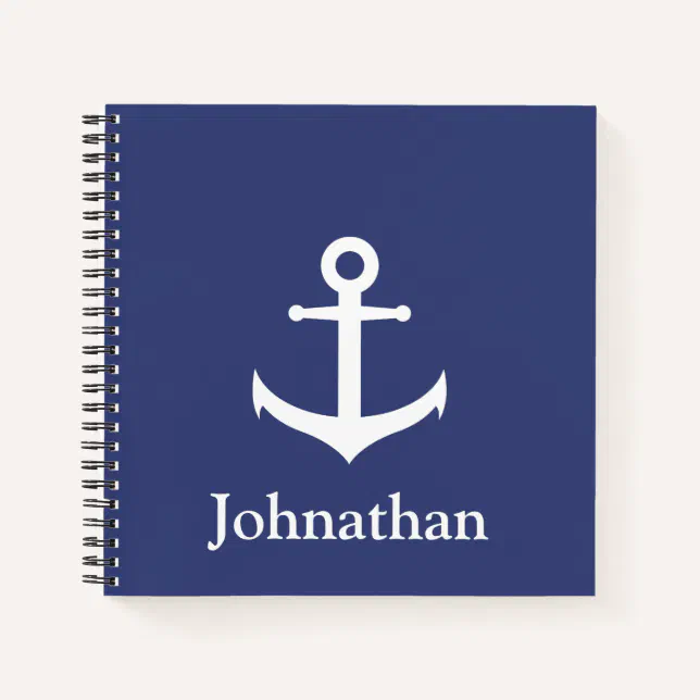Custom Name Blue Nautical Spiral Notebook | Zazzle
