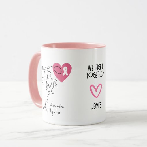 Custom Name Breast Cancer Fighting Couple Mug | Zazzle