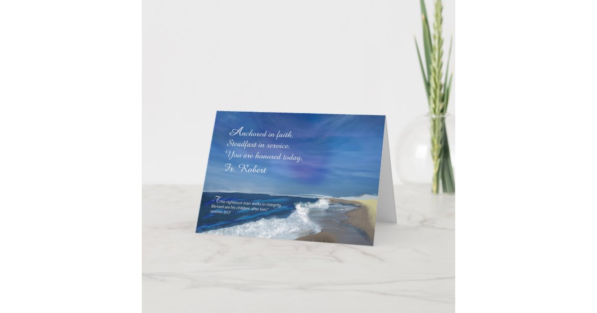 Custom Name Catholic Priest Father's Day Ocean Card | Zazzle