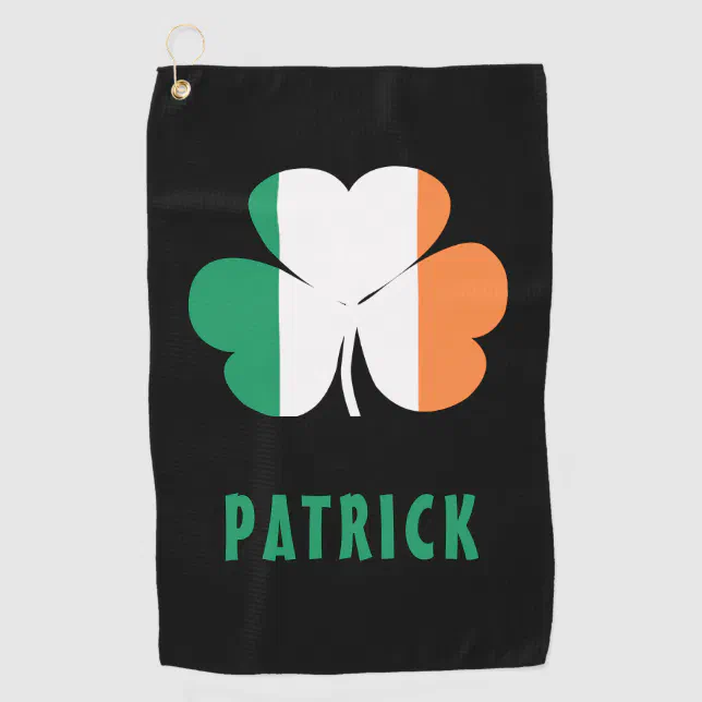 Custom Name Celtic Ireland Shamrock Irish Flag Golf Towel | Zazzle