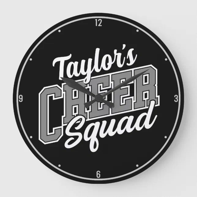 Custom NAME Cheerleader School Varsity Cheer Squad Large Clock | Zazzle