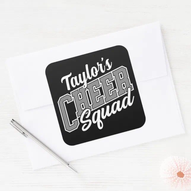 Custom NAME Cheerleader School Varsity Cheer Squad Square Sticker | Zazzle