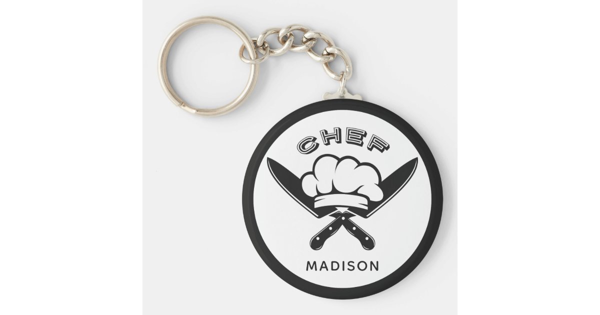 Custom name Chef Logo key chains | Zazzle