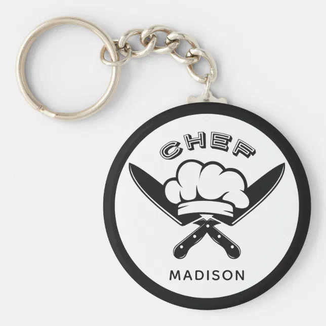 Custom name Chef Logo key chains | Zazzle