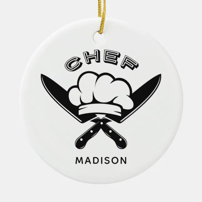 Custom name Chef Logo ornament | Zazzle