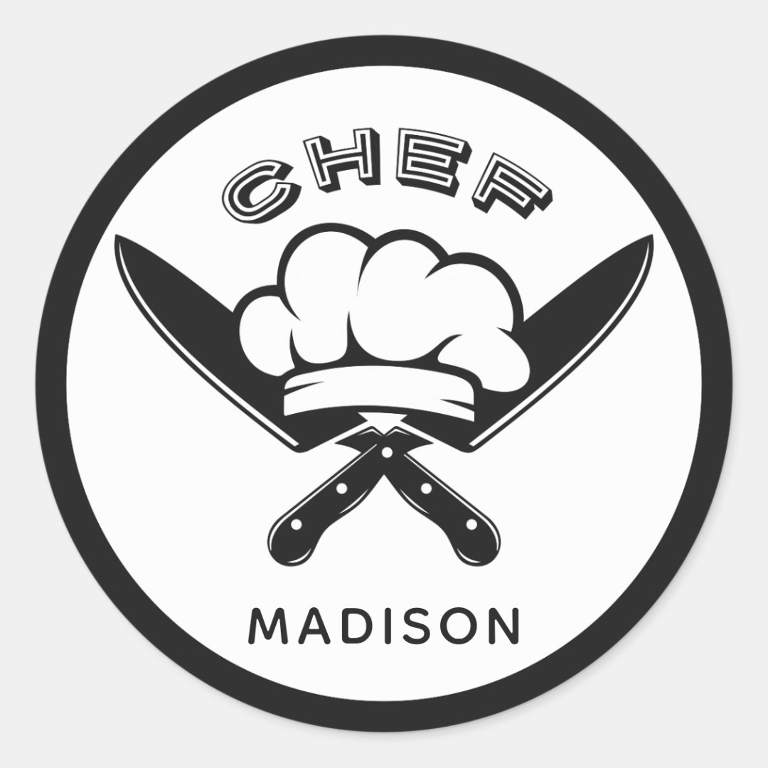 Custom name Chef Logo stickers | Zazzle