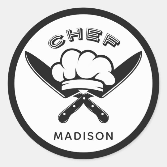 Custom name Chef Logo stickers | Zazzle.com