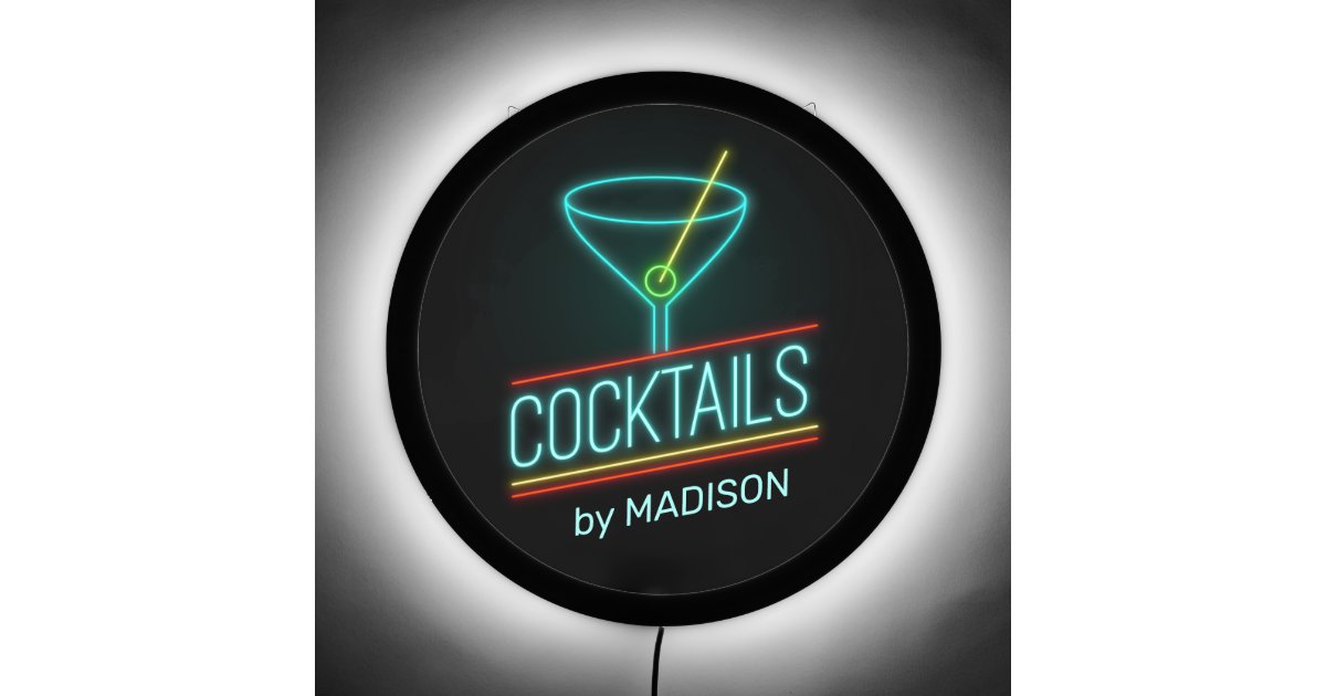 Custom Name Coctails LED Sign | Zazzle