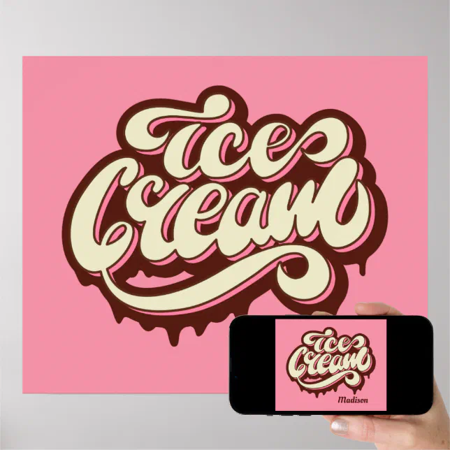 Custom name & color Ice Cream poster | Zazzle