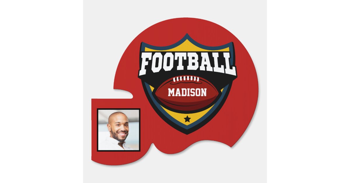 Custom name, color & photo Football Logo Sign | Zazzle