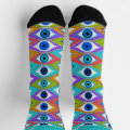 Custom name - Colorful Evil Eye pattern Socks | Zazzle