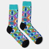 Custom name - Colorful Evil Eye pattern Socks | Zazzle