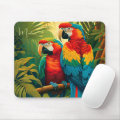 Custom Name Colorful Parrots Mouse Pad | Zazzle