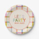 Custom Name Colourful Modern Plaid Birthday Party Paper Plates | Zazzle