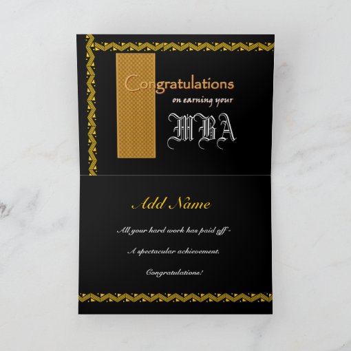 CUSTOM NAME Congratulations - Earning Your MBA Card | Zazzle