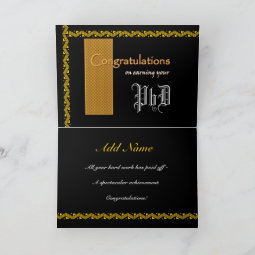 CUSTOM NAME Congratulations - Earning Your PhD Card | Zazzle