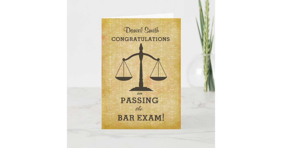 Custom Name Congratulations Passing Bar Exam Card | Zazzle.com