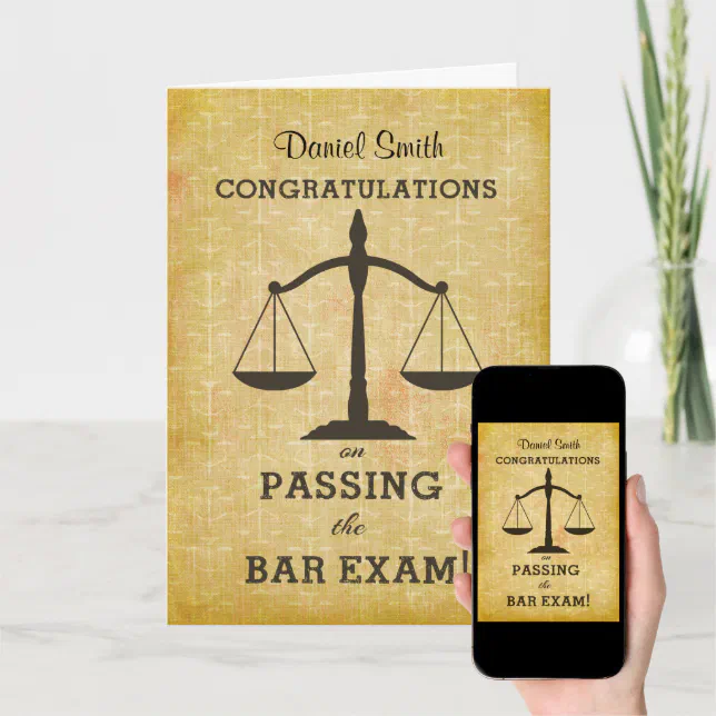 Custom Name Congratulations Passing Bar Exam Card | Zazzle