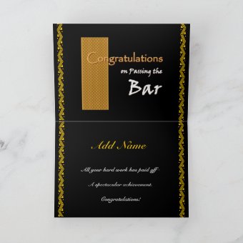 CUSTOM NAME Congratulations - Passing Bar Exam Card | Zazzle