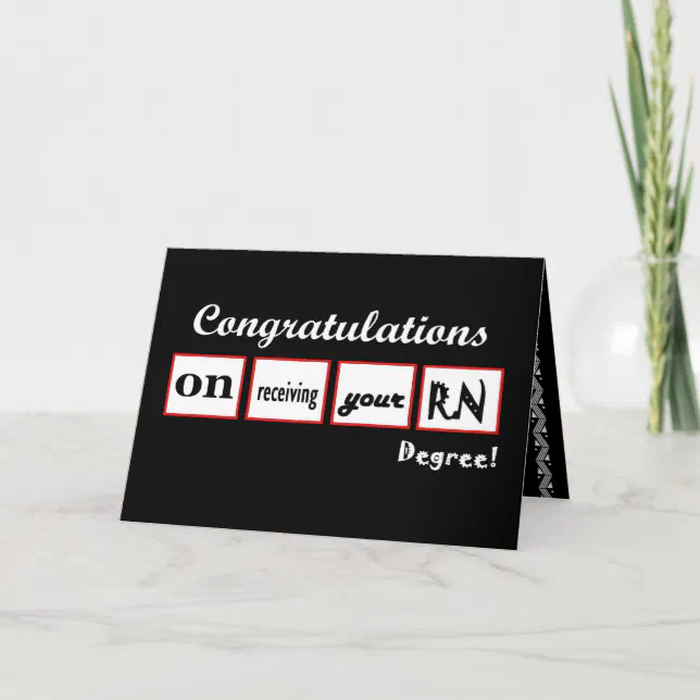 CUSTOM NAME Congratulations - RN - with Squares Card | Zazzle