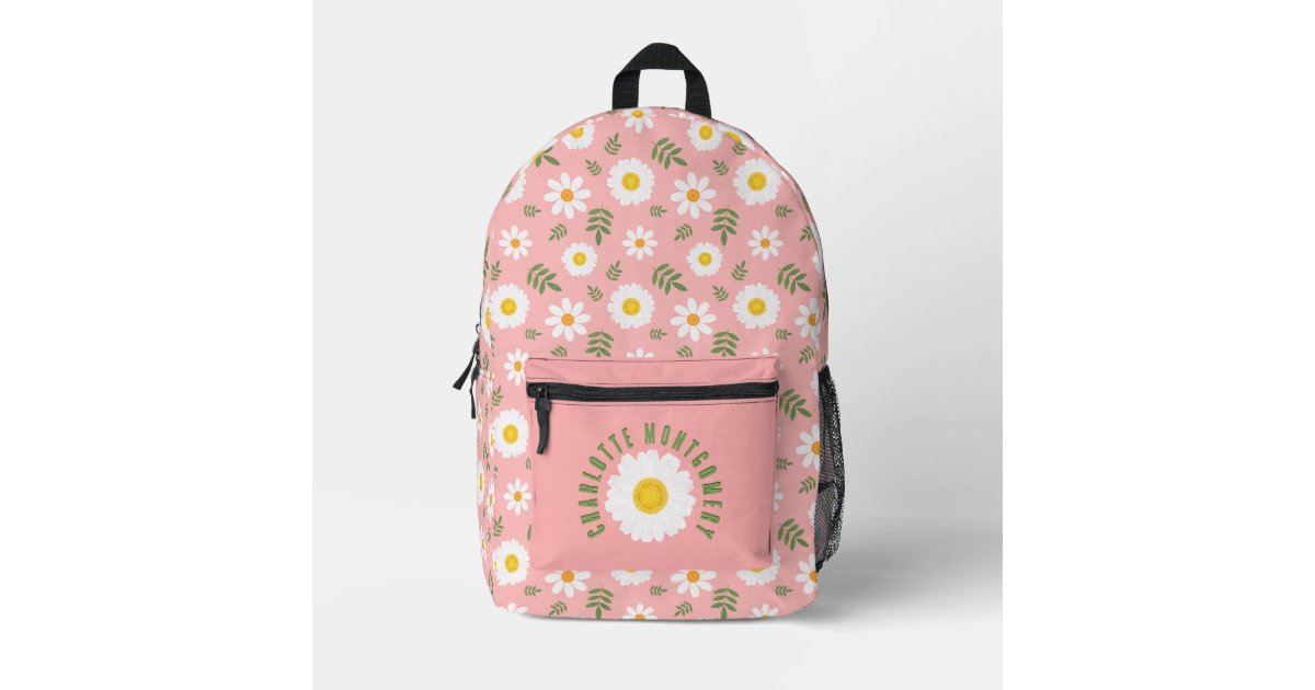 Custom Name Cute Daisy Floral Pattern School Kids Printed Backpack | Zazzle