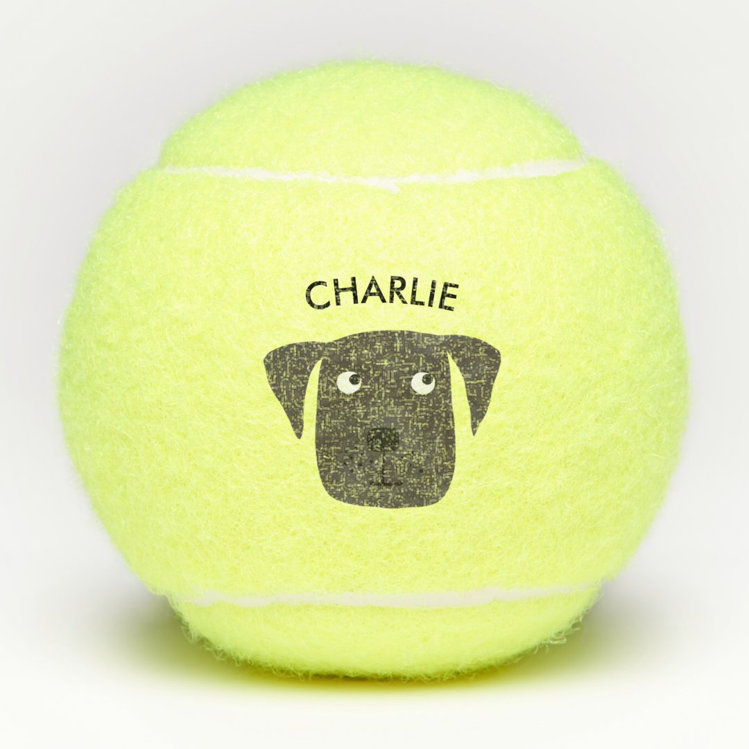 Custom Name Cute Dog Tennis Balls | Zazzle