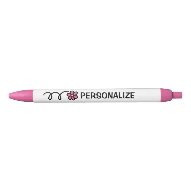 Custom name cute girly pink daisy flower logo pen | Zazzle